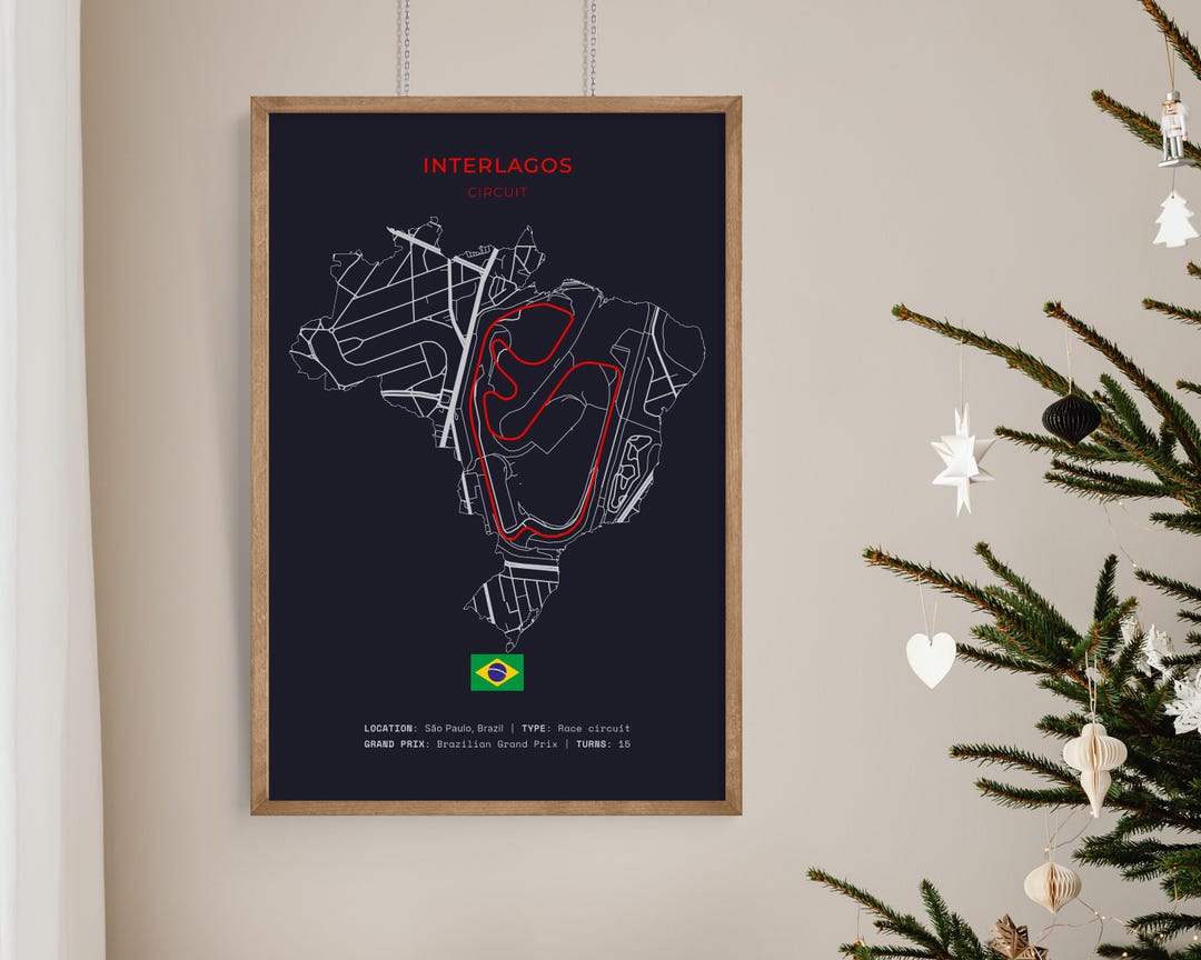 Formula 1 Brazil Track Map, Brazilian Grand Prix Poster (A4 Printable ...