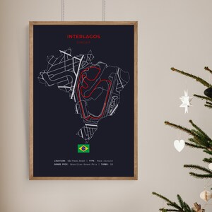 Formula 1 Brazil Track Map, Brazilian Grand Prix Poster (A4 Printable ...