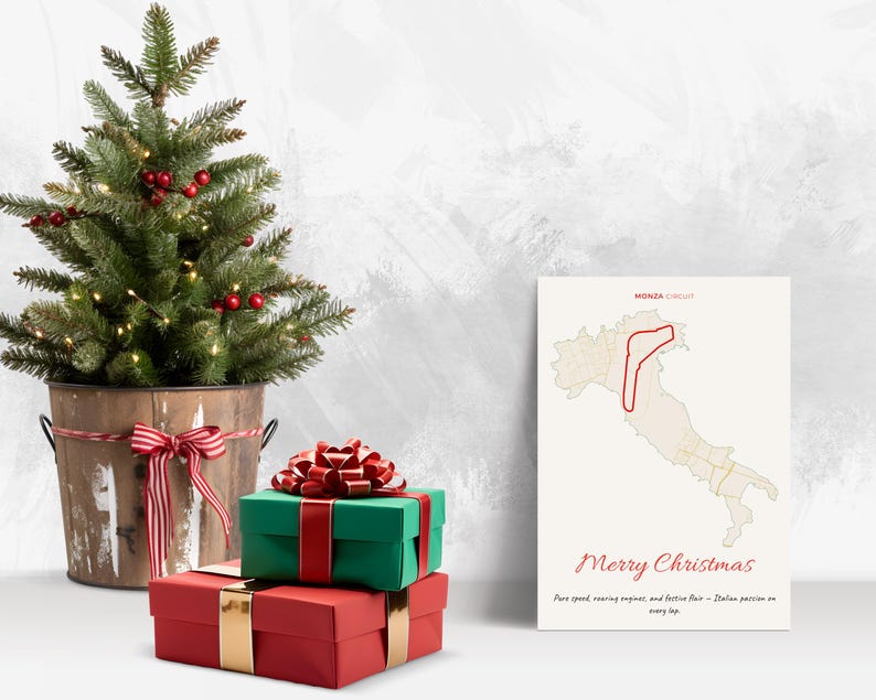 Formula 1 Italy Monza Christmas Card, Grand Prix Map (5x7” Instant ...