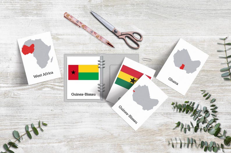 Bundle Africa Maps & Flags Flashcards A7 Printable Montessori Geography ...