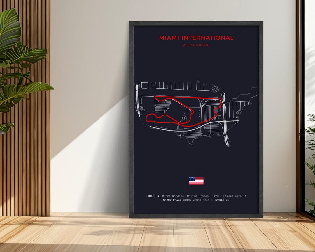 Miami Grand Prix Track Map – Formula 1 Racing Poster (PDF Download) - Etsy