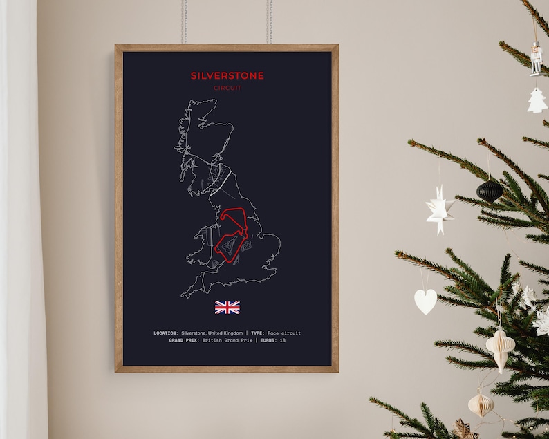 Formula 1 United Kingdom Track Map, British Grand Prix Poster (A4 ...