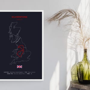 Formula 1 United Kingdom Track Map, British Grand Prix Poster (A4 ...