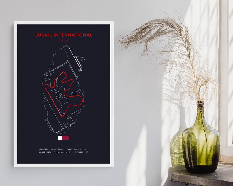 Formula 1 Printable Wall Art – Lusail International Circuit A4 PDF ...