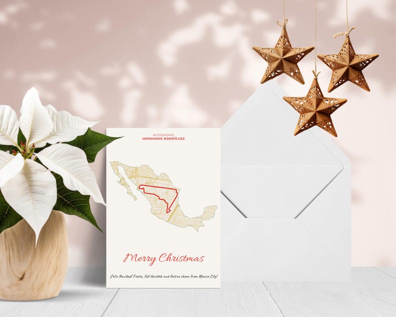 Formula 1 Mexico Christmas Card, Grand Prix Map (5x7” Instant Printable ...