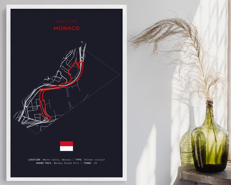 Formula 1 Monaco Track Map, Grand Prix Poster (A3 Printable PDF ...
