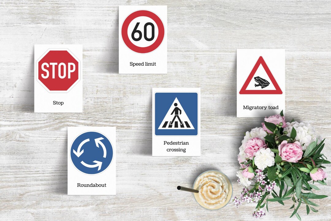Germany Traffic Signs Flashcards A7 Printable Montessori Road Safety ...