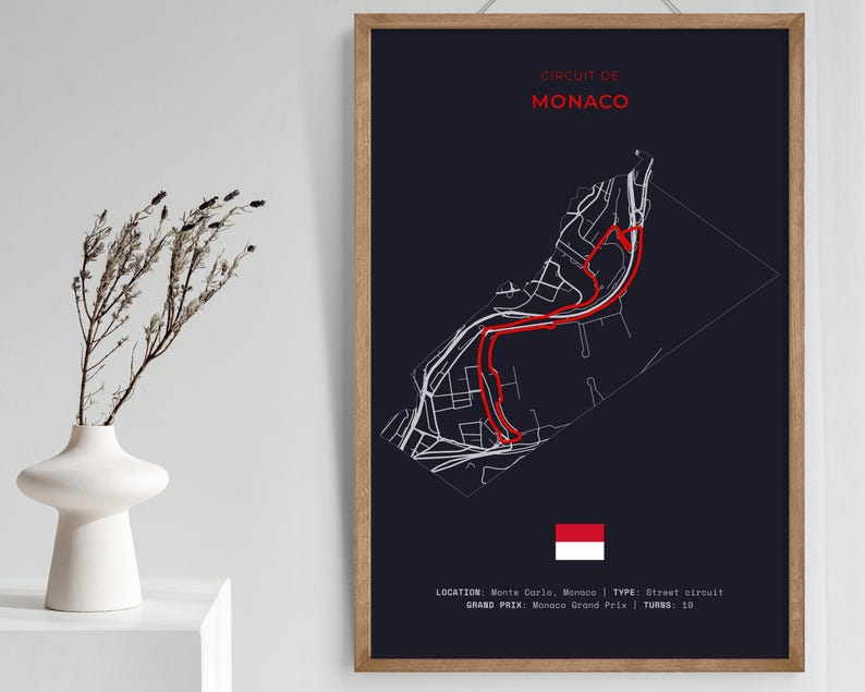 Formula 1 Monaco Track Map, Grand Prix Poster (A3 Printable PDF ...