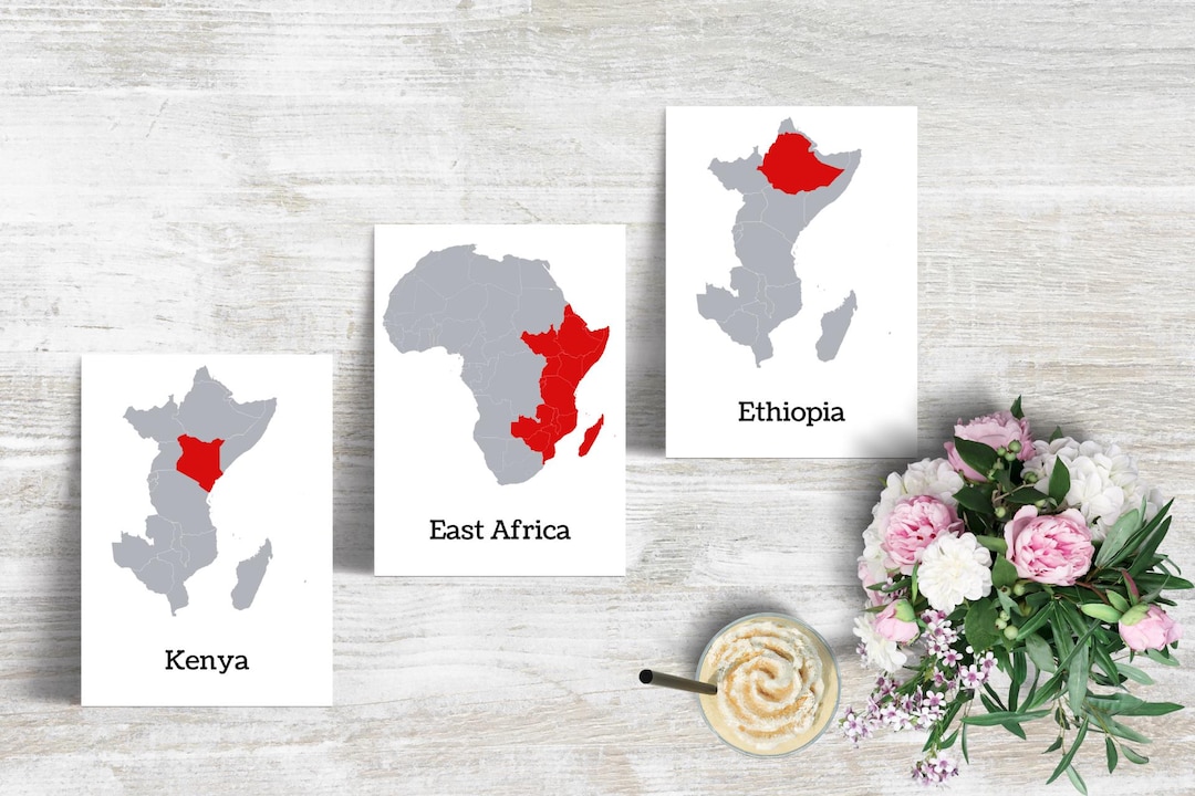 East Africa Maps | A6 Montessori Printable Cards | Geography Flash ...