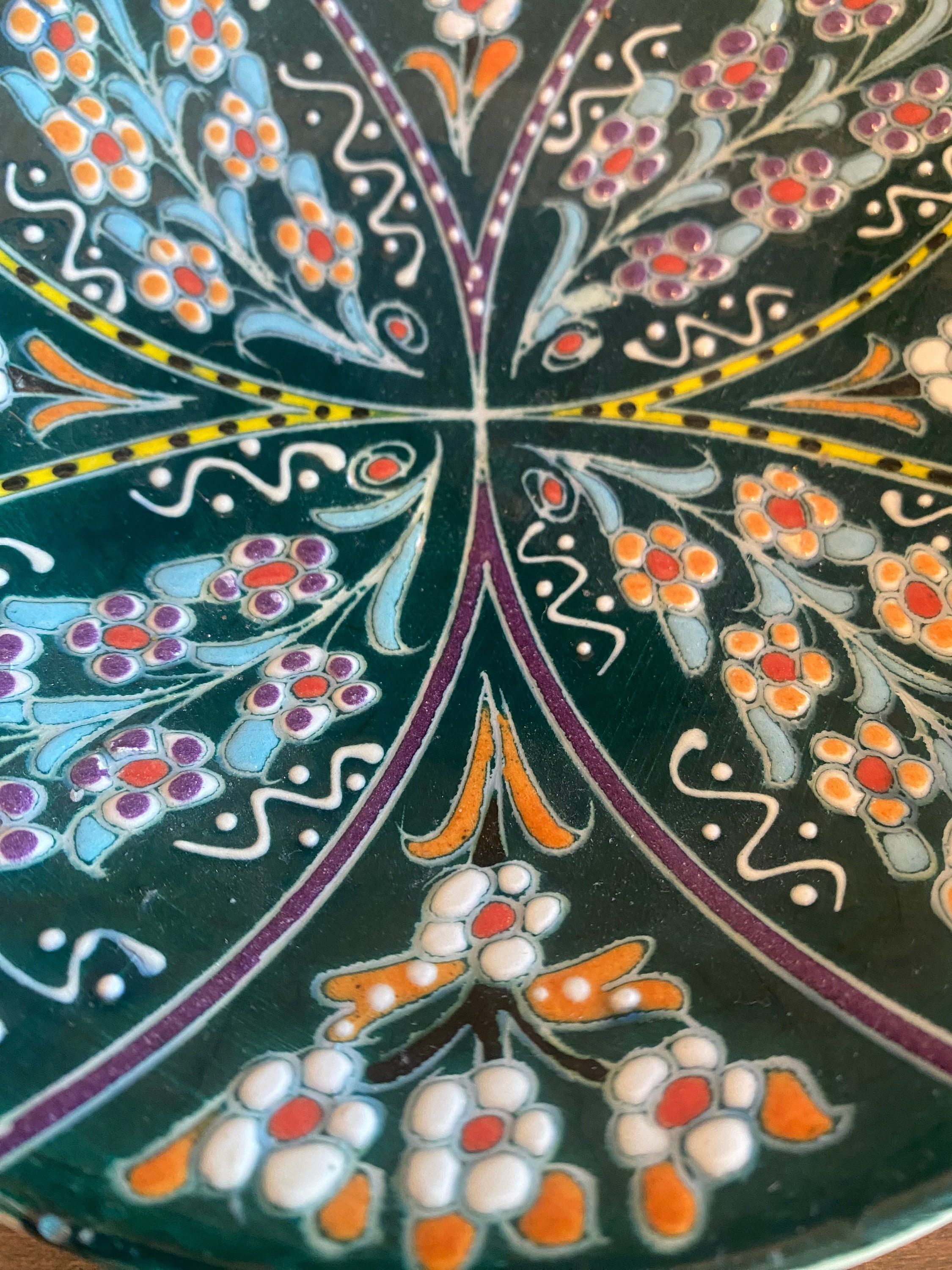 Hand Painted Signed Asian Decorative Plate With Raised Floral Pattern ...