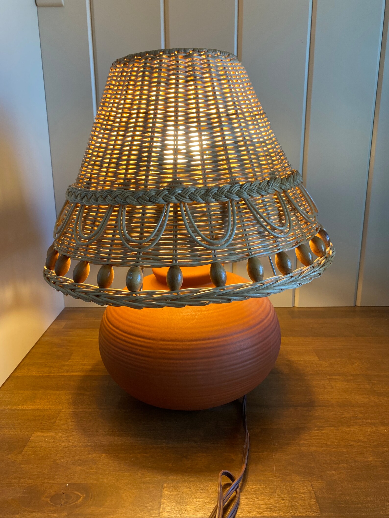 Boho Terracotta Round Ceramic Accent Lamp Painted Small Lamp Base 9 ...