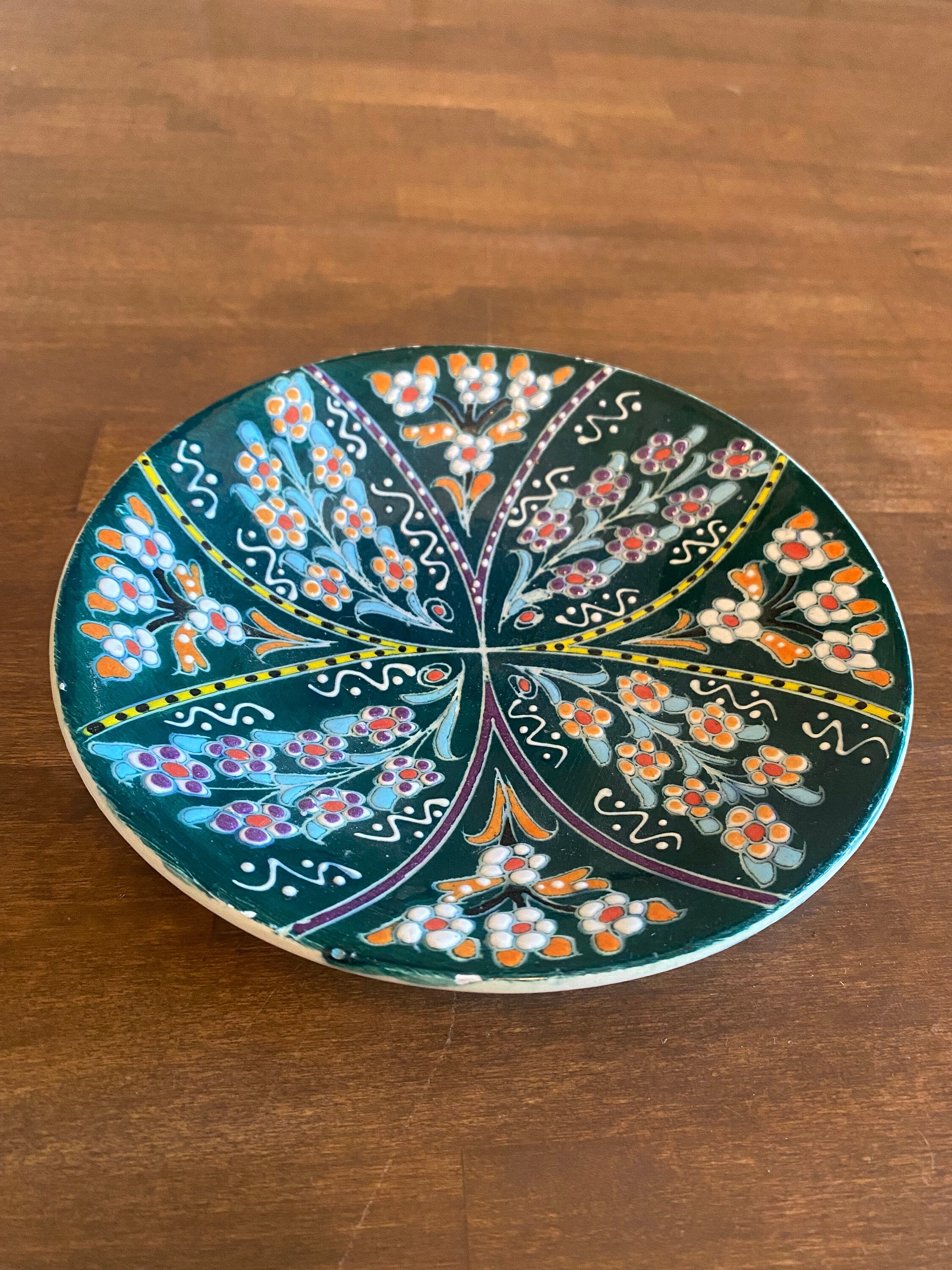Hand Painted Signed Asian Decorative Plate With Raised Floral Pattern ...