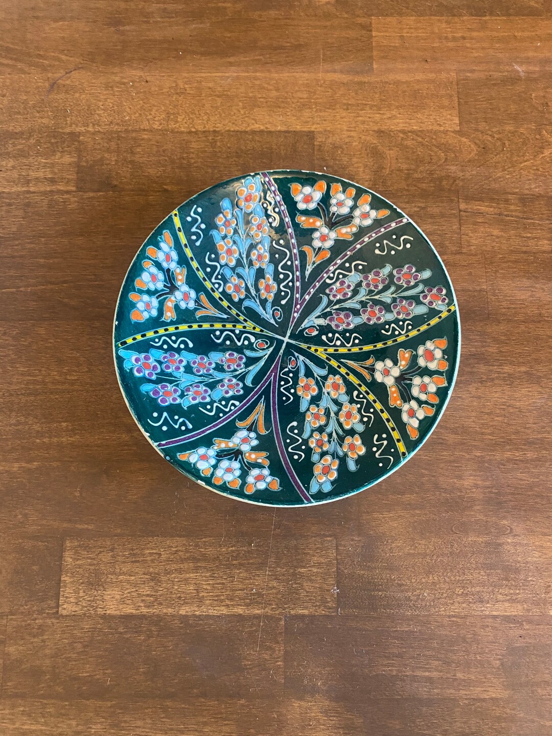 Hand Painted Signed Asian Decorative Plate With Raised Floral Pattern ...