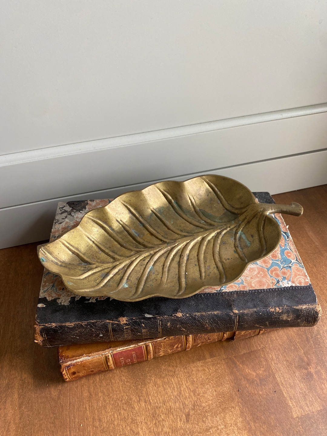 Vintage Heavy Brass Leaf Small Tray Grandmillenial Cottage English ...