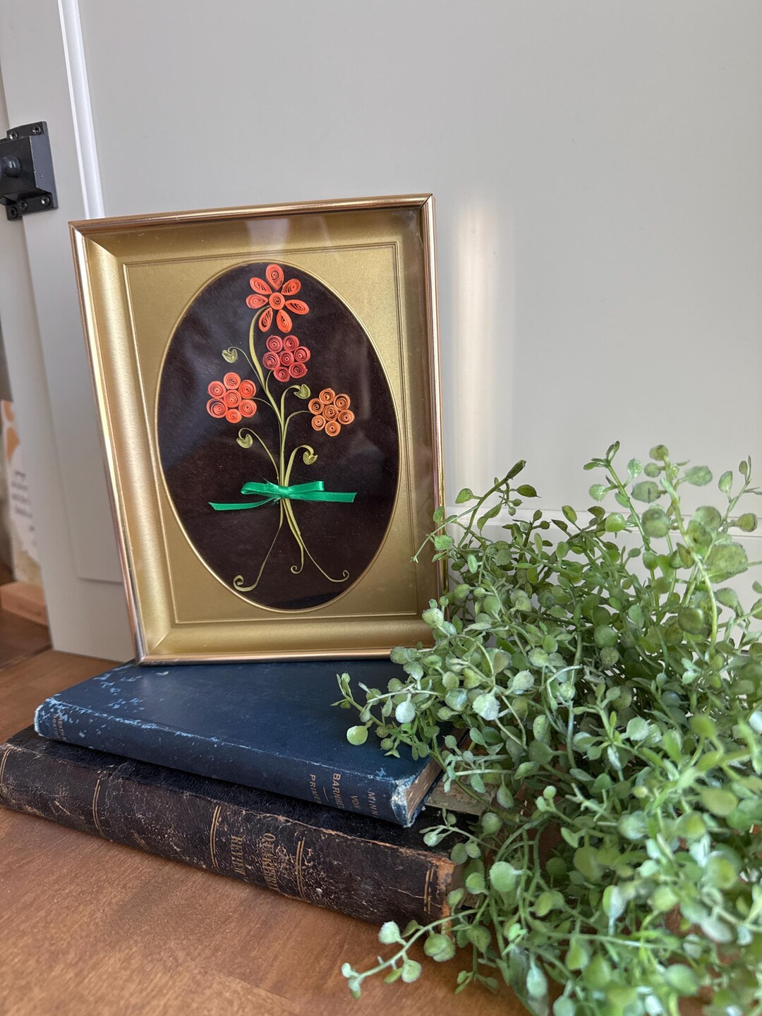 Vintage Gold Frame Rolled Paper Flower Art - Etsy