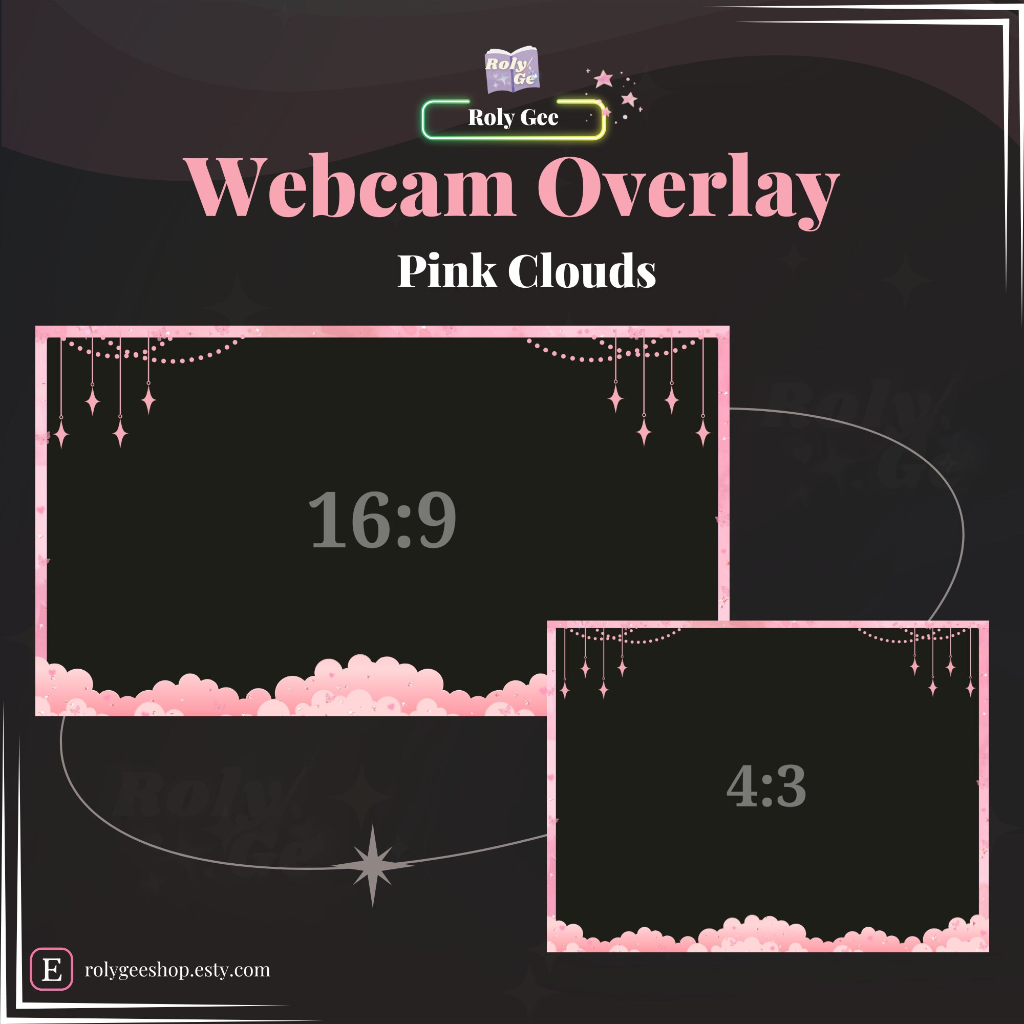 Twitch Webcam Overlay Pink Clouds - Etsy
