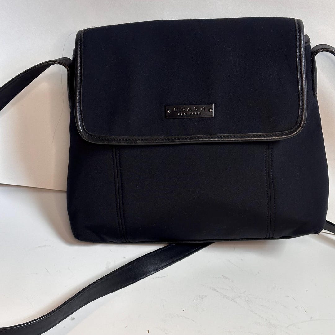 Vintage Coach Neoprene Leather Crossbody Bag in Black C8X-6211 Made in ...