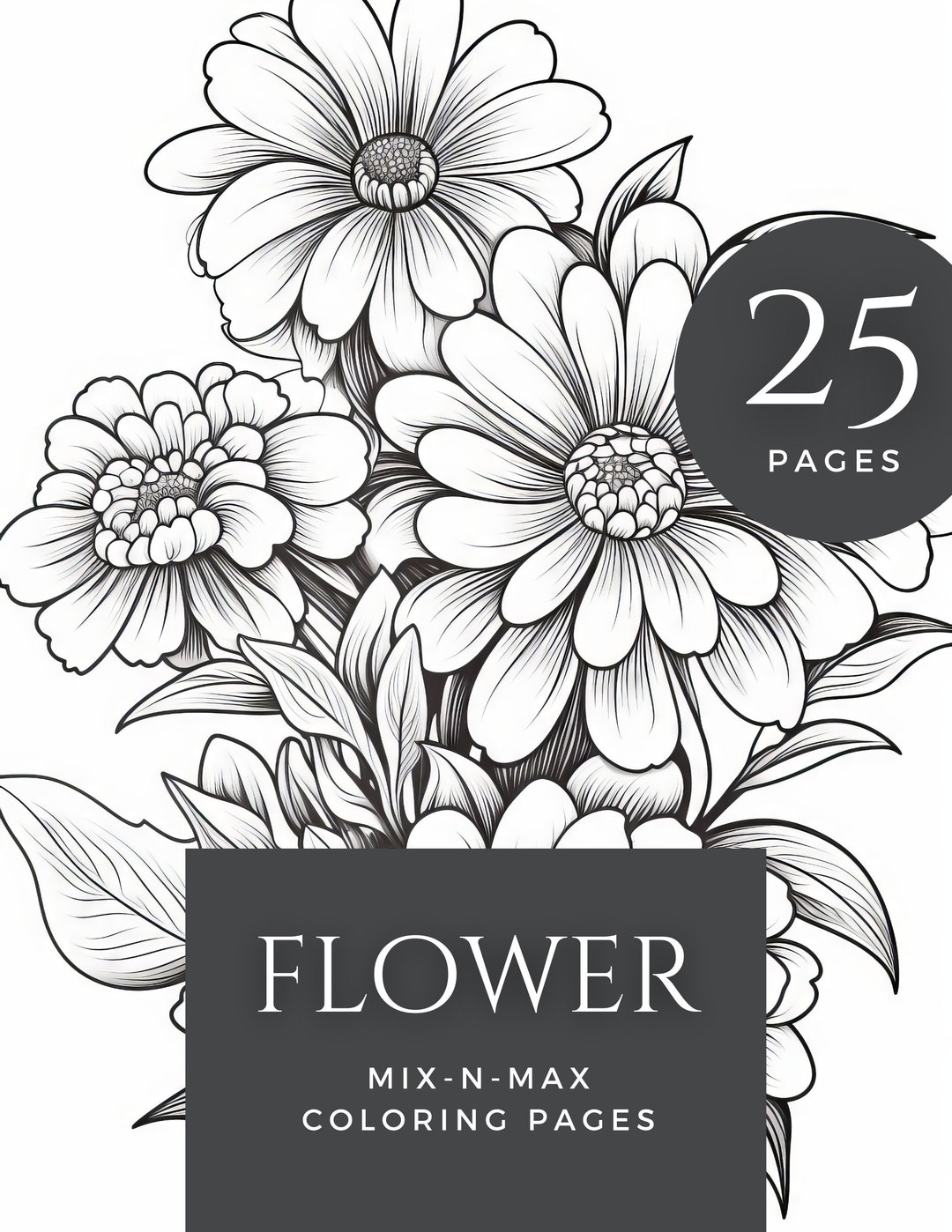 Flower Coloring Book Digital Download Print at Home - Etsy