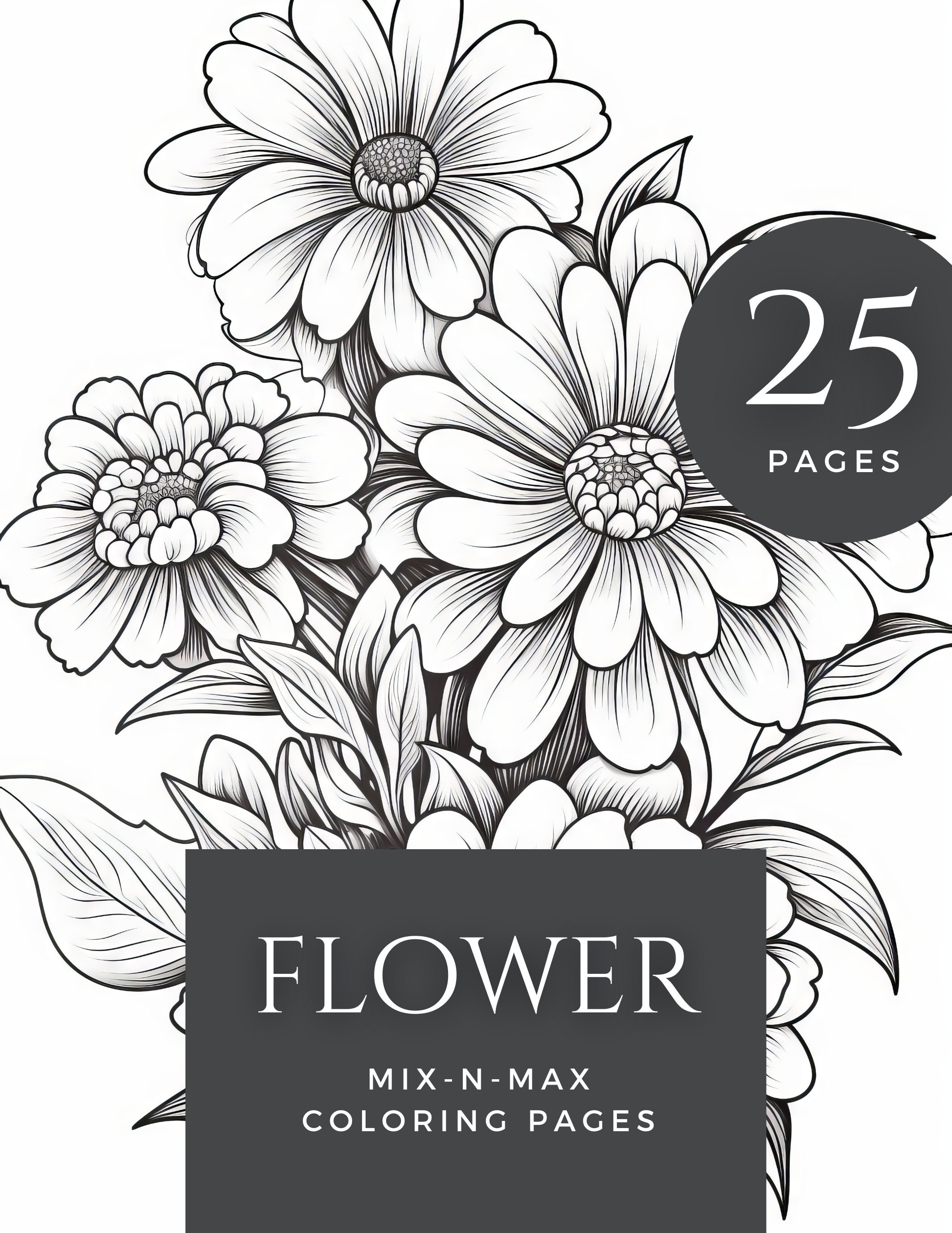 Flower Coloring Book Digital Download Print at Home - Etsy