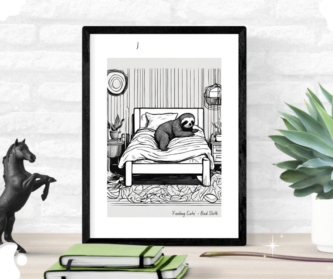 A4 Bed Sloth Cute Poster Print - Etsy