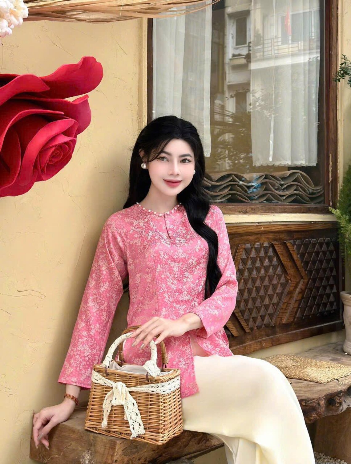Vietnamese Silk Brocade Bà Ba Set - Modest Temple Wear & Pagoda Outfit ...