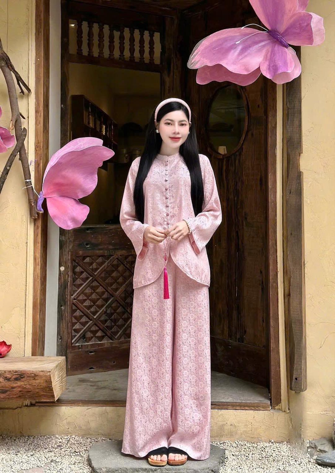 Floral Silk Áo Bà Ba Set | Modern Vietnamese Clothing - Etsy
