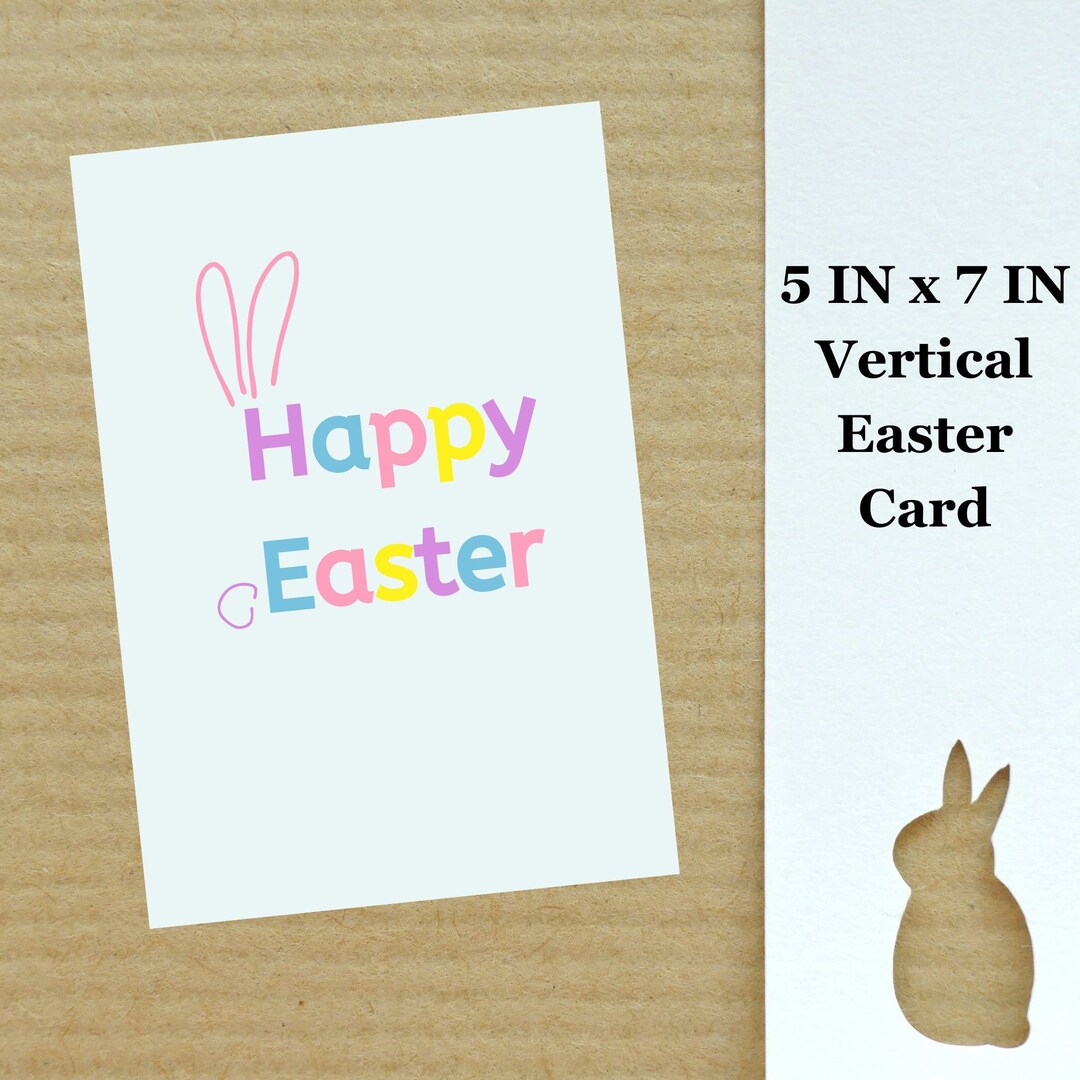 Happy Easter Card, Printable Easter Card, Bunny Easter Card, Happy ...