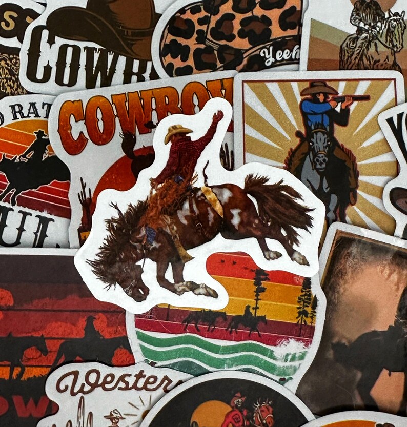 Cowboy Vinyl Sticker Pack: Wild West Decals - Etsy