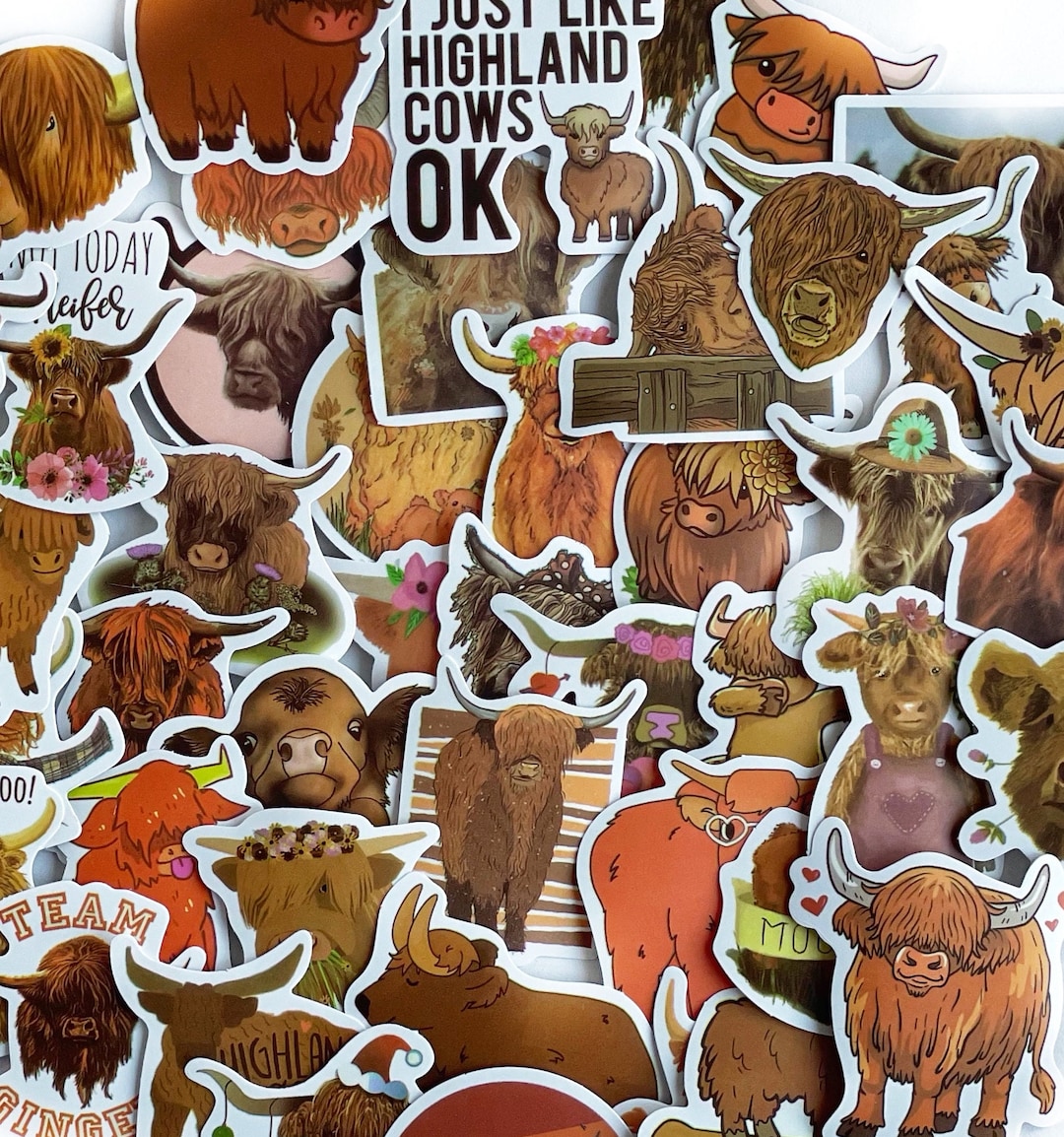 Highland Cow Sticker Pack Highland Cow Gift Waterproof Vinyl Stickers ...