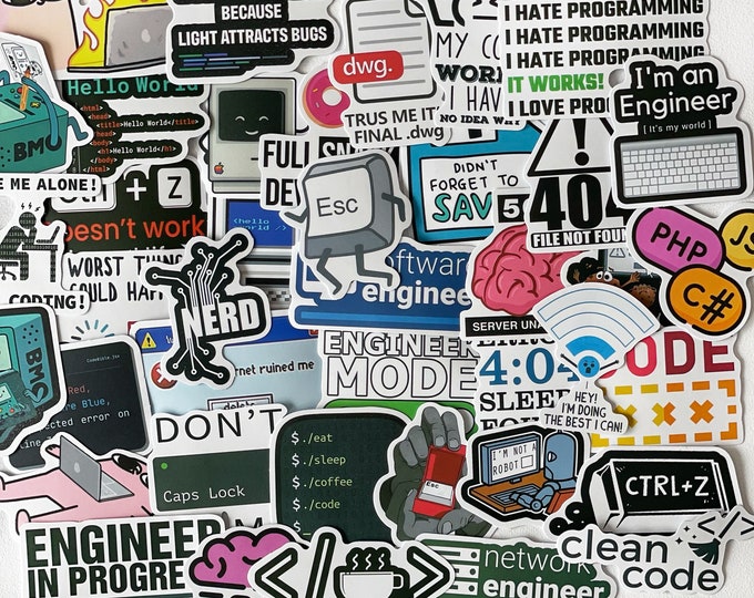 Programmer Meme Vinyl Sticker Bundle Coding Stickers Computer Geek Gift ...