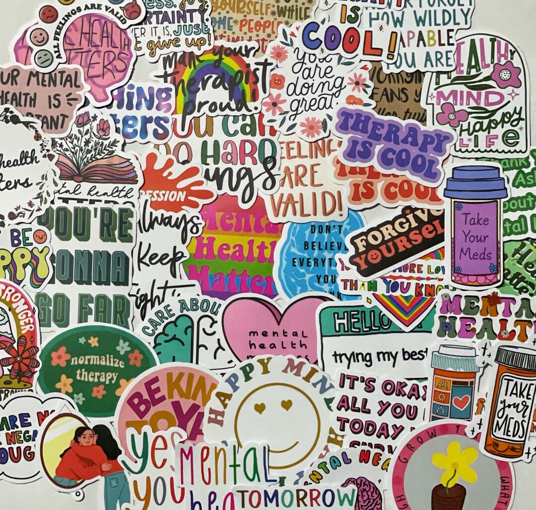 Positivity Quotes Stickers Bundle Mental Health Therapy Stickers ...