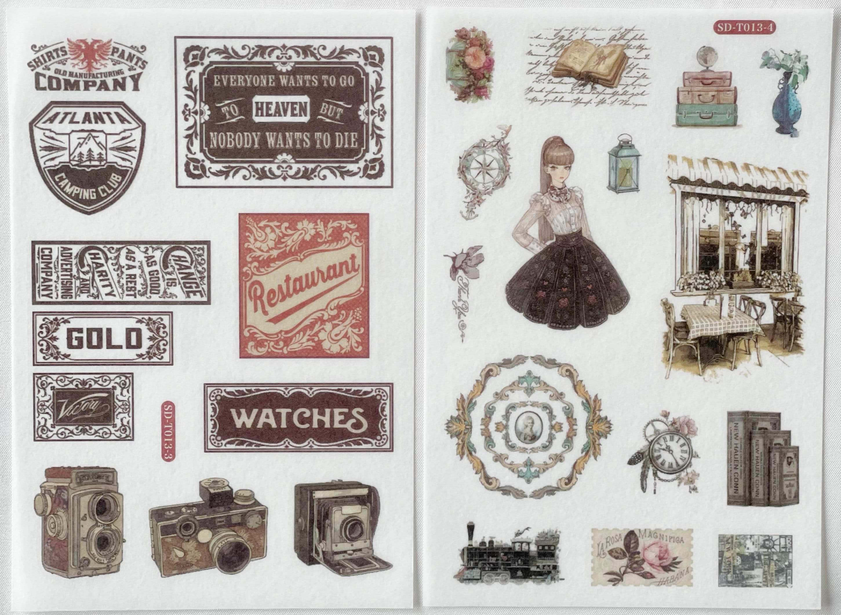 Washi Stickers Sheets Vintage Journal Stickers Planner Stickers Washi ...