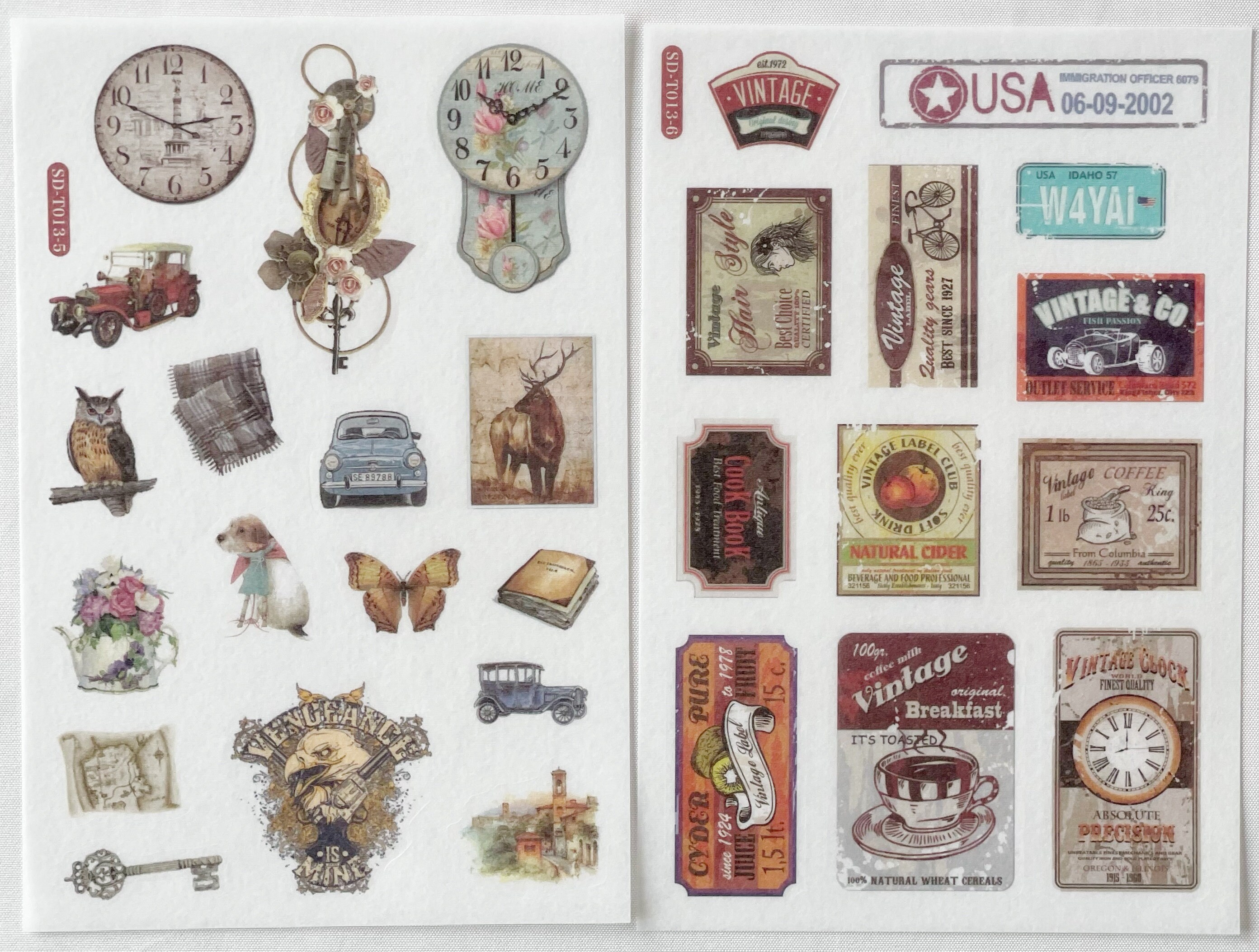 Washi Stickers Sheets Vintage Journal Stickers Planner Stickers Washi ...