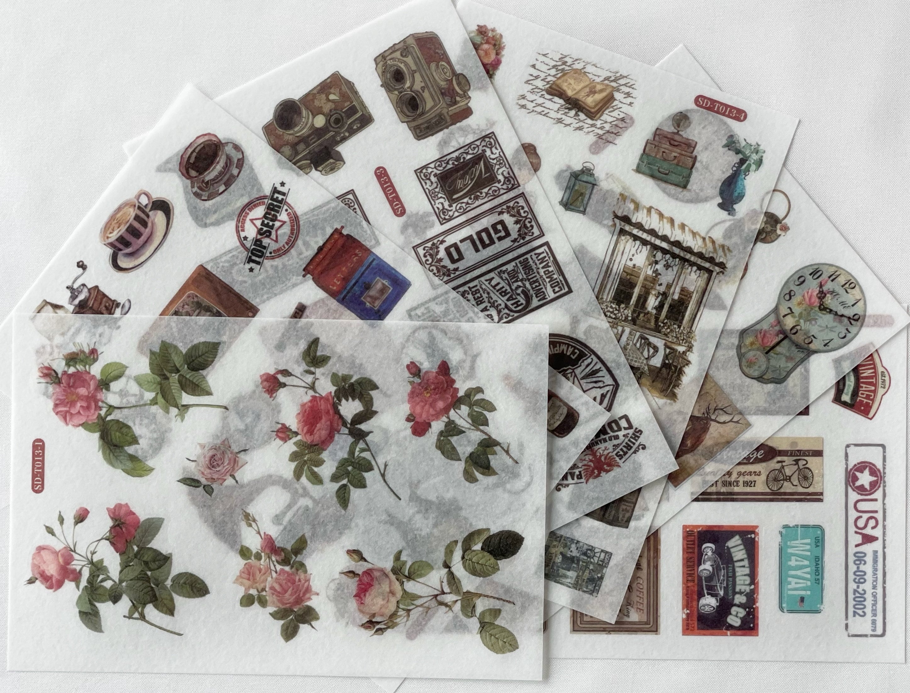 Washi Stickers Sheets Vintage Journal Stickers Planner Stickers Washi ...