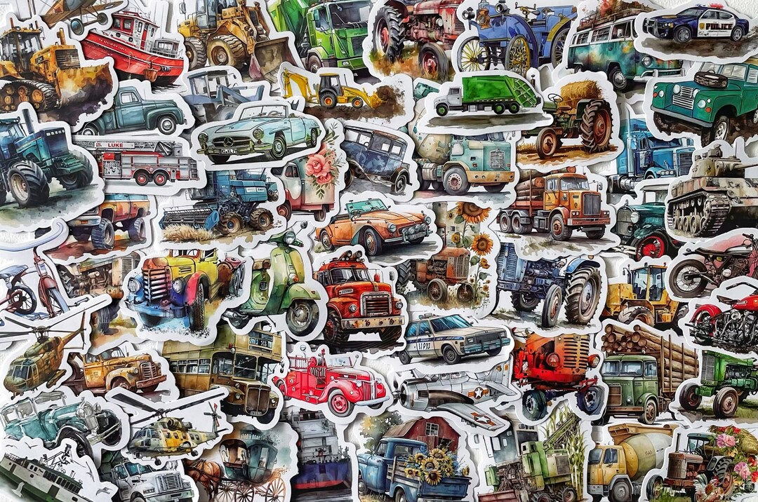 Transport Stickers Pack Cars Stickers Truck Train Boat Plane Lorry ...