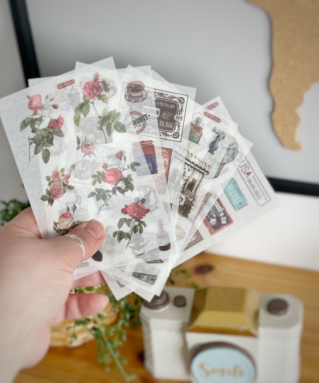 Washi Stickers Sheets Vintage Journal Stickers Planner Stickers Washi ...