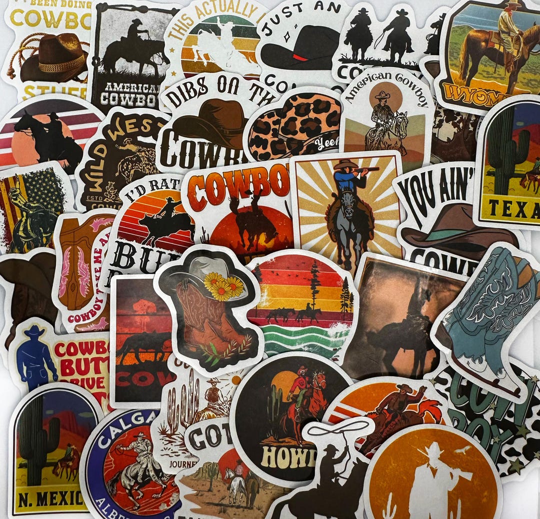 Cowboy Vinyl Stickers Wild West Decals Western Cowboy Stickers Cowboy ...