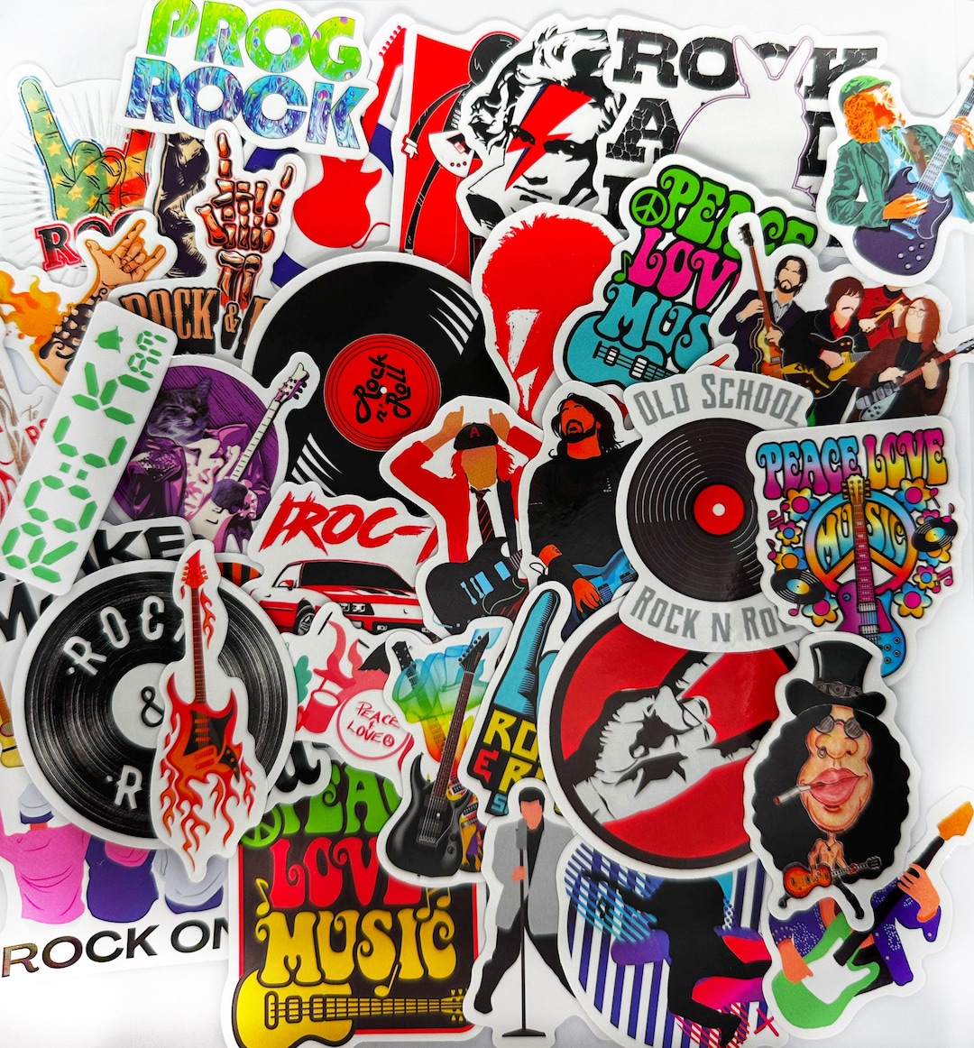 Rock & Roll Vinyl Sticker Pack: Music Decals for Laptops, Bikes ...