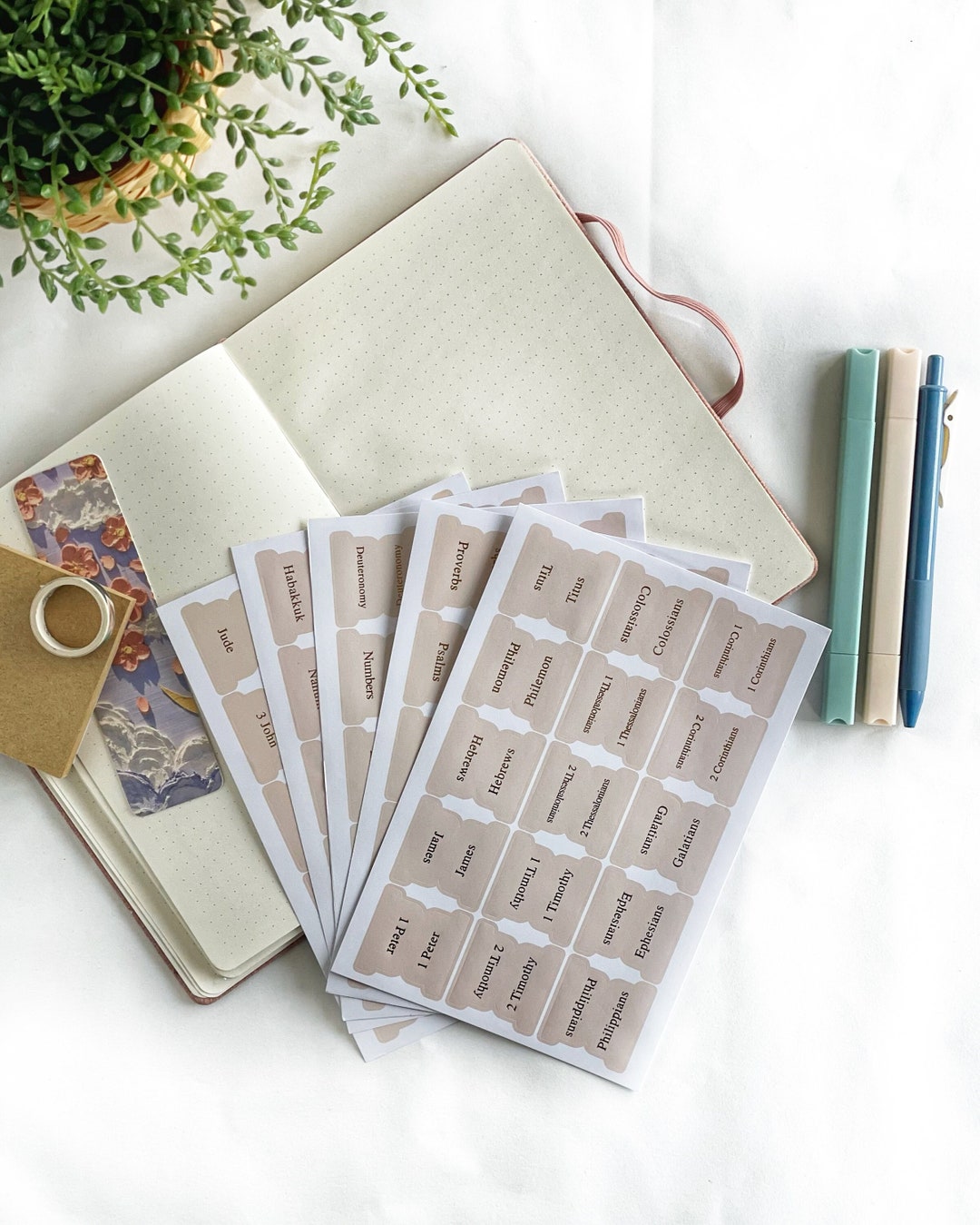 Bible Tabs Stickers Pink Gold Lettering Bible Book Markers Bible Gift ...