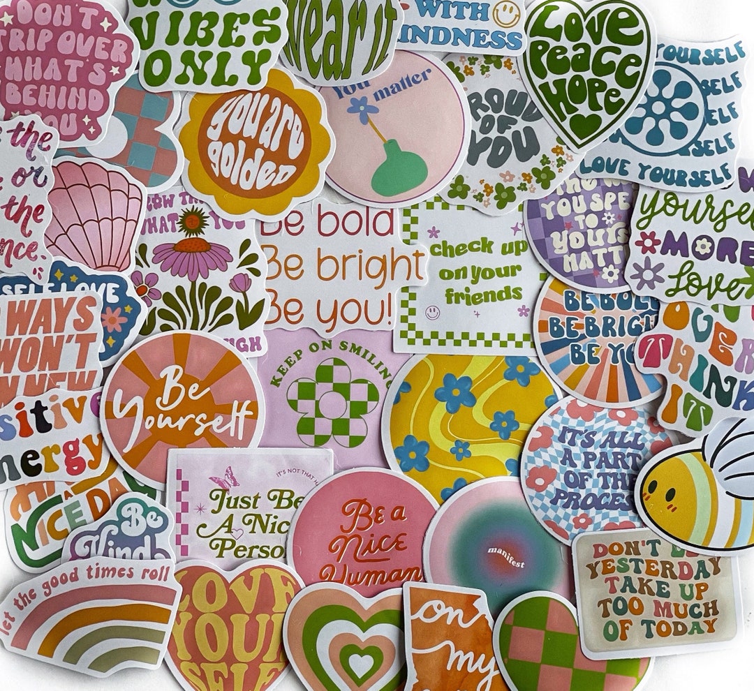 Positivity Sticker Pack Positivity Stickers Pastel Aesthetic Stickers ...
