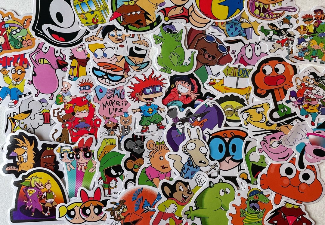 Cartoon Stickers Set Vintage Cartoon Characters Vinyl Stickers Rugrats ...