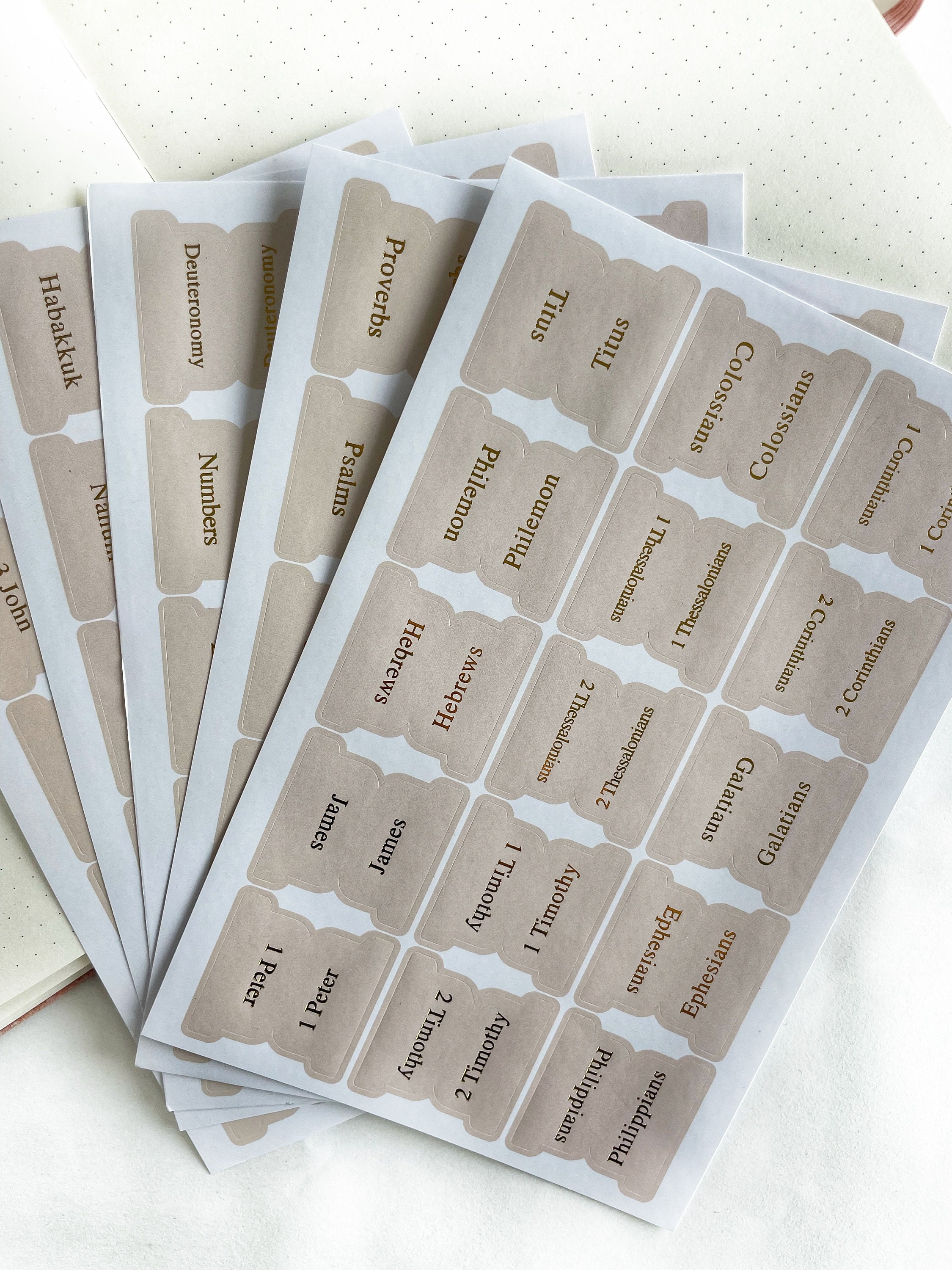 Bible Tabs Stickers Pink Gold Lettering Bible Book Markers Bible Gift ...