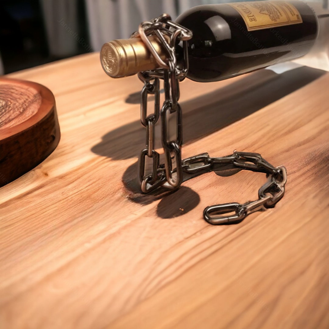 Suspended Chain Wine Bottle Holder Classy Stand, Magical Unique Bottle ...