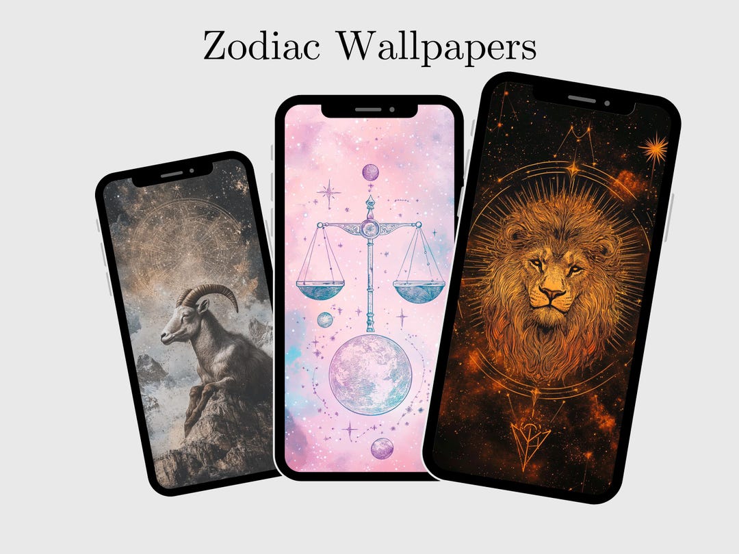 Zodiac Sign Wallpaper Set Astrology Phone Backgrounds Celestial Star ...