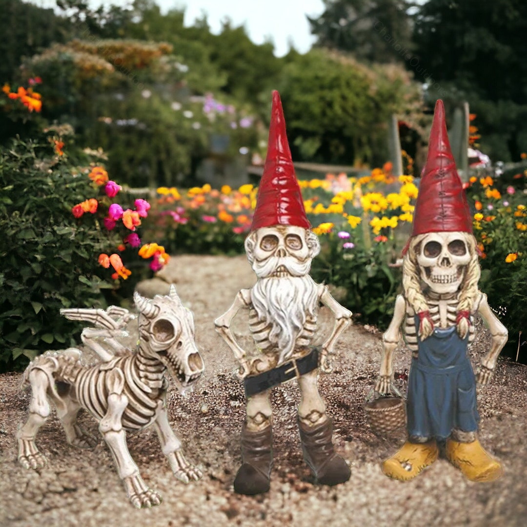 Halloween Garden Gnomes, Scary Skeleton Gnomes, Horror Dwarfs, Outdoor ...