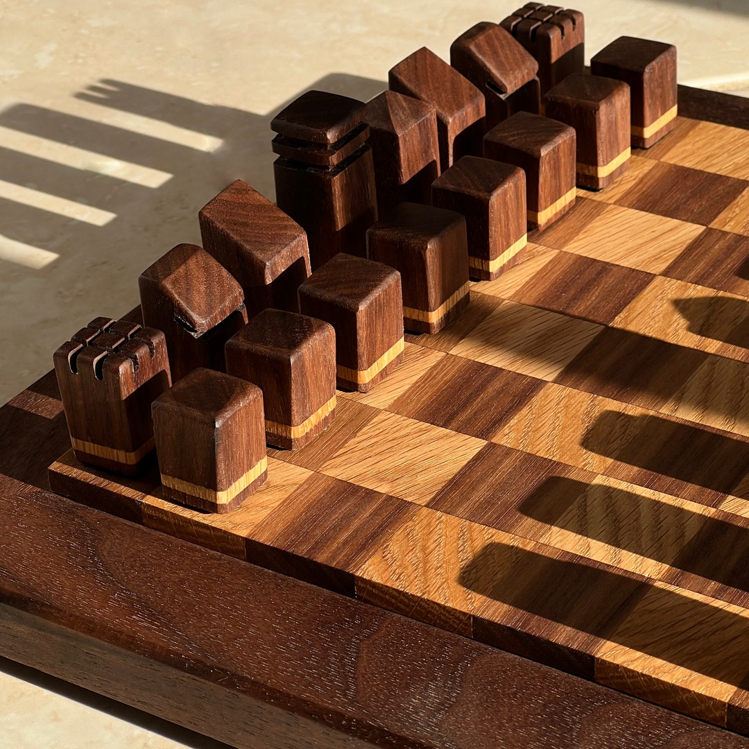 Luxury Solid Wood Chess Set Made From Black Walnut and White Oak 1 ...