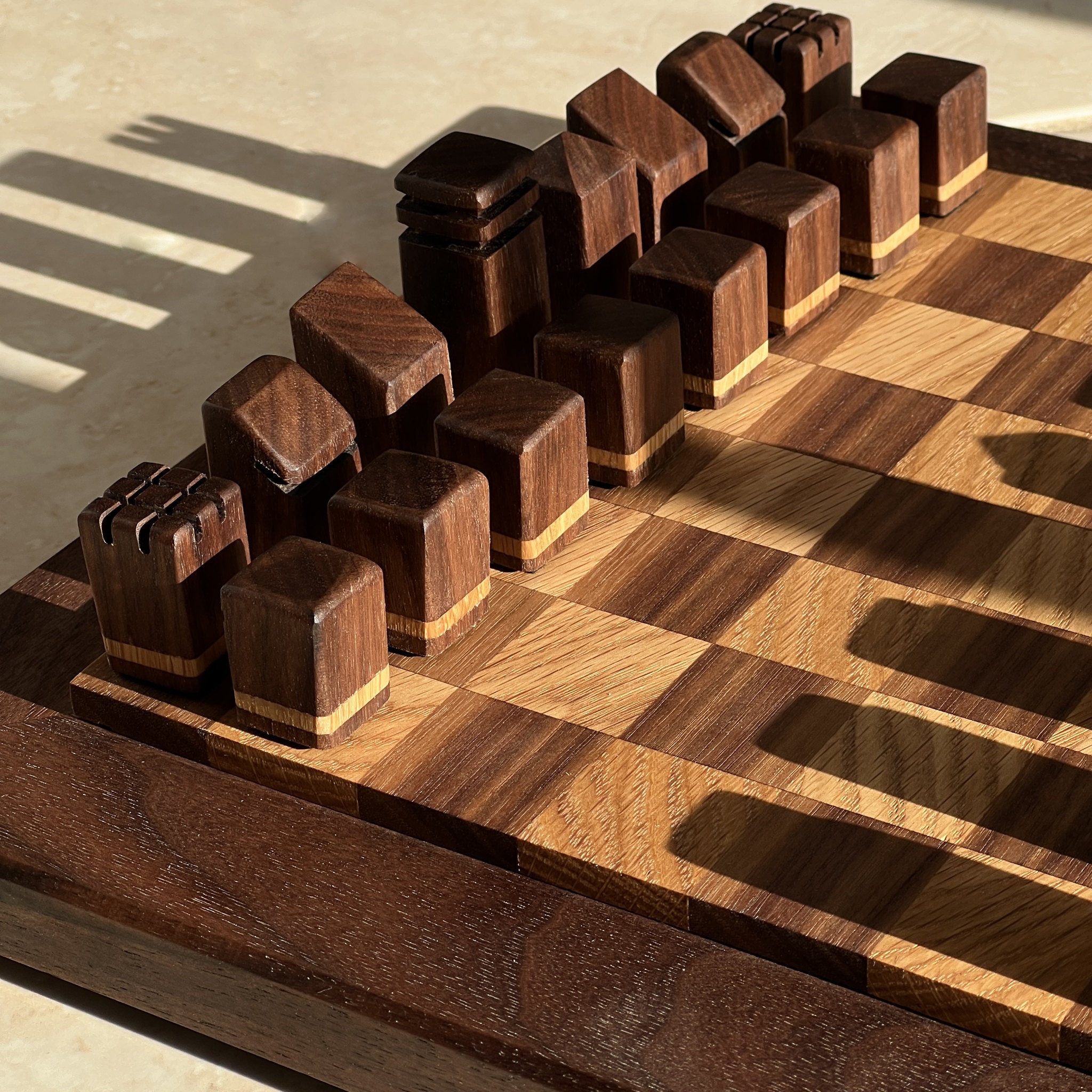 Luxury Solid Wood Chess Set Made From Black Walnut and White Oak 1 ...