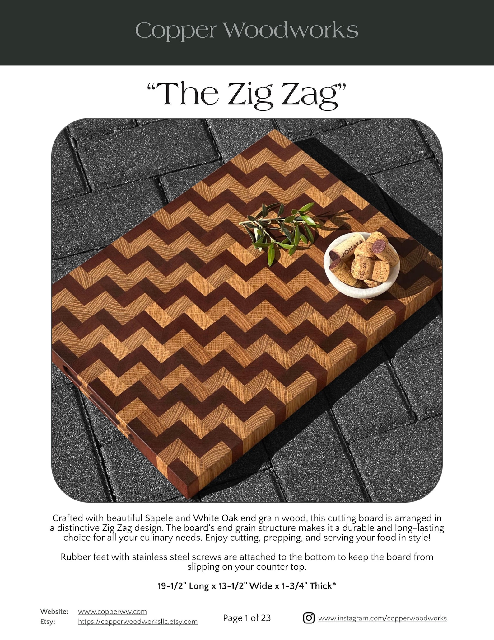 Zig Zag End Grain Cutting Board Digital Build Plans | Woodworking Plans ...