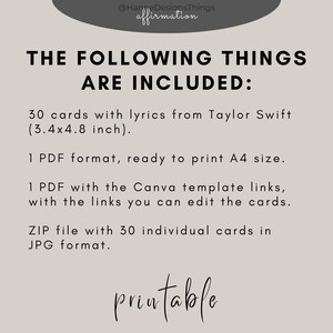Taylor Swift Affirmations Cards - Etsy