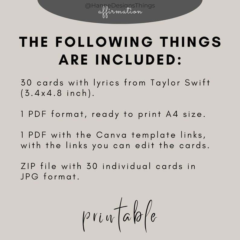 Taylor Swift Affirmations Cards - Etsy